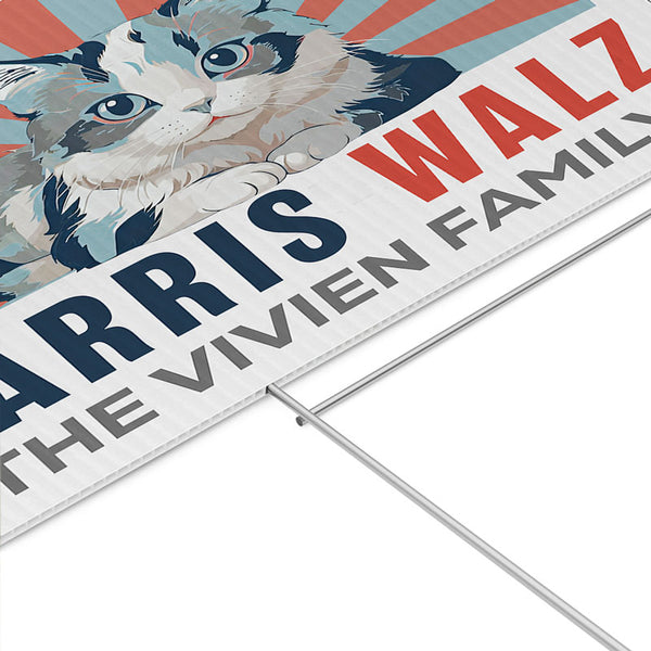 Harris Walz Cat, Personalized Yard Sign, Kamala Harris Sign, Vote Kama ...