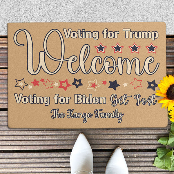 Voting For Trump Welcome, Personalized Doormat, Trump Doormat, Home De ...