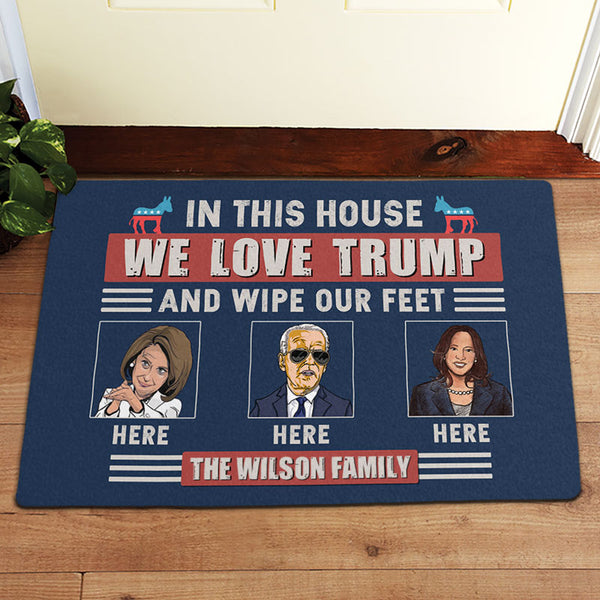 In This House We Love Trump, Personalized Doormat, Trump Doormat, Gift ...