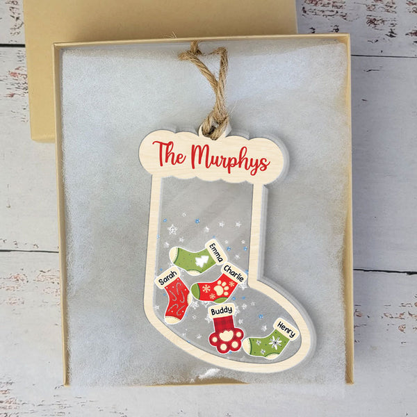 Christmas Stockings Hanging Shape Ornament, Personalized 3 Layers Shak ...