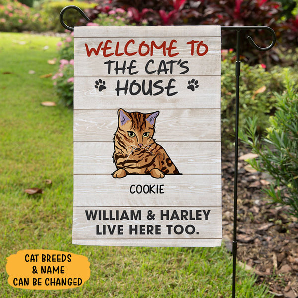 Welcome To The Cat House, Custom Flags, Personalized Cat Decorative Ga ...
